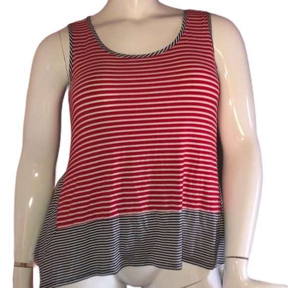 Tops | Red White Blue Striped Knit Tank Top | Poshmark